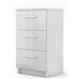 Vicco Table de chevet, Blanc Haute brillance, 38 x 66 cm