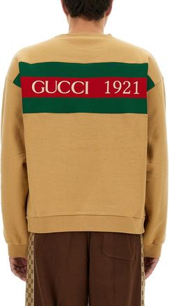 Gucci Web Ribbon Cotton Sweatshirt - Beige