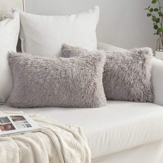 Miulee 2er Set Kissenbezüge Künstlich Pelz Sofakissen Dekorative Dekokissen Kuschelkissen Plüschkissen Kuschelig Couchkissen Superweich Kissen Flauschig Kiss