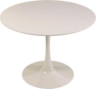 Oviala Table &agrave; manger ronde 4 personnes D100 cm beige