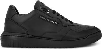 Philipp Plein baskets en cuir à logo - Noir