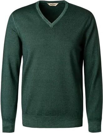Gran Sasso Herren Pullover gr&uuml;n Schurwolle unifarben