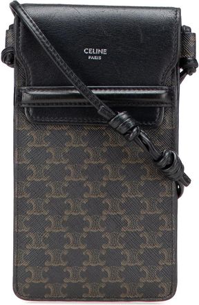 Celine Hobo Bags - Triomphe Coated Canvas Phone Pouch Flap Crossbody - Gr. unisize - in Braun - für Damen