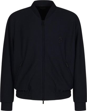 Giorgio Armani Homme, Vestes, Bleu, Taille: XL Textured Logo Jacket