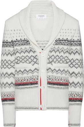 Thom Browne cardigan Donegal en tweed - Blanc