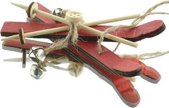 Gasper Weihnachtsanhänger Holz-Ski Rot 12 x 5 cm - Holz & Metall