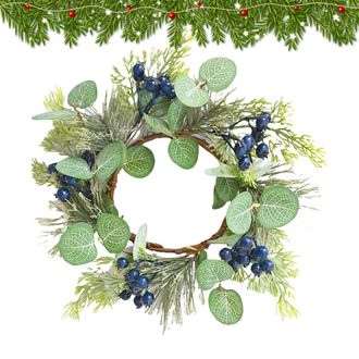 Generic Kerzenkränze für Stumpenkerzen, Kerzenringkränze | Eukalyptusblätter Heidelbeerkerzenkranzringe,Tischdekoration, Feiertags-Hochzeitsdekoration, künstl