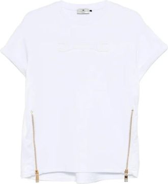 Elisabetta Franchi Femme, Tops, Blanc, Taille: 38 FR Gesso Cotton Sweater