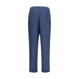 Saint Laurent Mens Blue Silk Dress Pants
