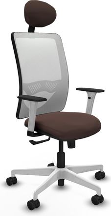 Piqueras y Crespo Stuhl aus blauem Netzstoff Zulema mit wei&szlig;en und schwarzen Armlehnen, h&ouml;henverstellbarer Lendenwirbelst&uuml;tze und festem Kopfteil, ausgestattet mit 3 Po