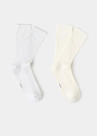 Mango Lot 2 paires de chaussettes c&ocirc;tel&eacute;es coton &eacute;cru - Homme - 40-42 - MANGO MAN