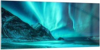 Arttor Wandbilder Dekoration Wohnzimmer Landschaft Nordpol Nordlichter Panorama Bilder auf Glas 120x50cm Glasbild Schlafzimmer K&uuml;che Wand Kunstdruck Art Gro&szlig;