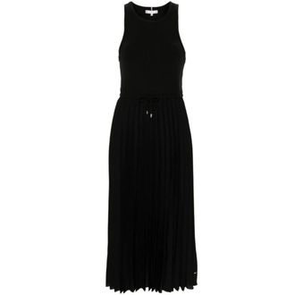 Tommy Hilfiger Femme, Robes, Noir, Taille: 36 FR Rib Tank Pleated Dress Midi Ns