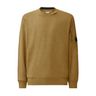C.P. Company Diagonal Raised Fleece Crewneck Sweatshirt mit Linse - - Sweatshirts & Hoodies - Herren - Braun - L