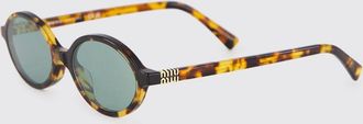 Miu Miu Ovale Sonnenbrille aus Acetat in Schildpatt-Optik mit Logo