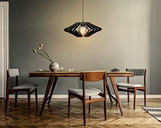 Opviq Elegant Black Angel Chandelier, Adjustable Cable, 55 cm Height, E27 Socket, MDF Body (3 mm) | Scandinavian Design for Modern Spaces