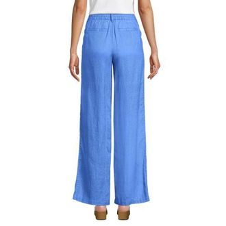 Lands End Leinenhose High Waist mit weitem Bein, Damen, Gr&ouml;&szlig;e:36 regular, Blau, Leinen, by Lands End