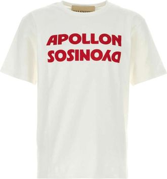 Valentino Garavani Homme, Tops, Blanc, Taille: S T-shirt en coton avec imprim&eacute; Apollon/Dyonisos