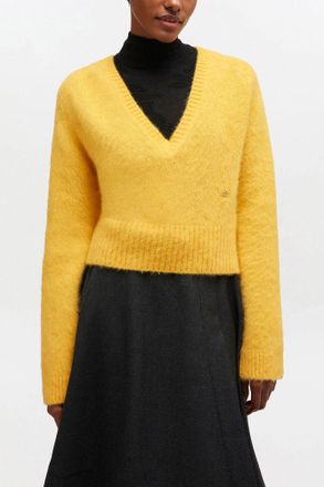 Ganni Gelber Pullover mit V-Ausschnitt gelb