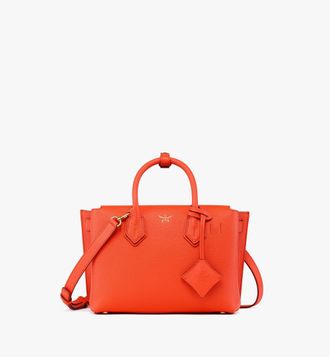 MCM Milla Tragetasche aus genarbtem Leder ORANGEADE LEATHER