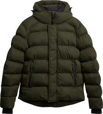 Superdry Herren Sport-Steppjacke aus Mikrofaser mit Kapuze Army Kaki XL