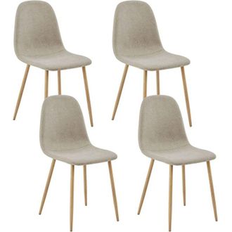 Furniture R FurnitureR Set von 4 Stoff Esszimmer St&uuml;hle, Seitenst&uuml;hle, Esszimmer St&uuml;hle ohne Armlehnen, Metallbeine, Walnuss f&uuml;r Esszimmer, K&uuml;che, Wohnzimmer