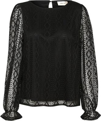 Cream Femme, Blouses et Chemises, Noir, Taille: 42 FR Élégante Chemisier Noir avec Manches Bouffantes