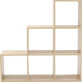 Mobili Rebecca Bücherregal Treppenregal 6 Ablagen Holz Braun Ordnung Wohnzimmer Kinderzimmer - 97,5 x 97,5 x 29 cm (H x B x T) - Art. RE6045