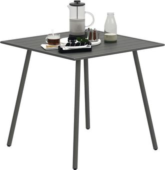 OUTSUNNY Gartentisch Stahl 80 x 80 x 74 cm Wetterfest Buffettisch mit Stahlrahmen, rutschfest Campingtisch 4 Personen Balkontisch Terrassentisch