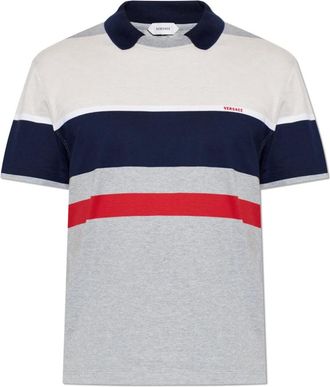 Versace Homme, Tops, Gris, Taille: L T-Shirt Ray&eacute; en Jersey de Coton