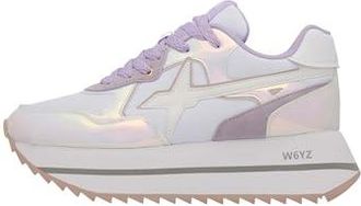 W6YZ Baskets en Cuir et Tissu Technique, Blanc-Lilas 36