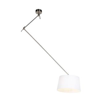 QAZQA Blitz - Suspension avec Abat-Jour - 1 lumi&egrave;re - l 380 mm - Blanc - Rustique - &eacute;clairage int&eacute;rieur - Salon i Chambre i Cuisine i Salle &agrave; manger - Qazqa