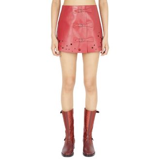 Durazzi Milano Leder Cut Out Mini Rock - - Skirts - Damen - Rot - M