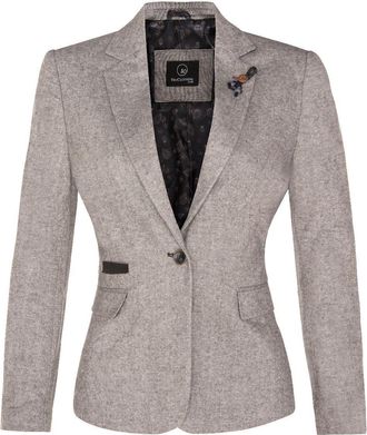 TruClothing Hellgrauer Tweed-Blazer im Fischgr&auml;tmuster der 1920er-Jahre f&uuml;r Damen