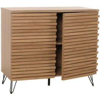 Hhg Kommode 437, Schrank Sideboard Highboard, 3D-Design Stauf&auml;cher, mdf Metall 85x95x45cm natur