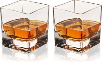 Viski Braque Rocks Kurzglas-Set, altmodische quadratische Trinkgläser, Kristall-Cocktailgläser, 284 ml, 2 Stück