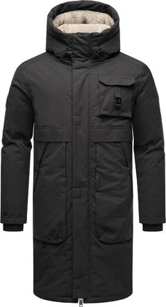 Stone Harbor Herren Warmer Langer Wintermantel mit Verstellbarer Teddyfleece-Kapuze Cyriaan XX Black Gr. S