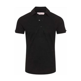 Orlebar Brown Polo en Lin Noir - Homme - Tops - Noir - Taille: XL