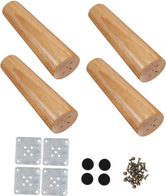 Angoily Massive Holz Tischbeine aus Eiche Schräg Lackiert Möbelfüße für Sofa Schrank Couchtisch mit Montageplatten Schrauben und Filzgleitern Stabile und Eleg