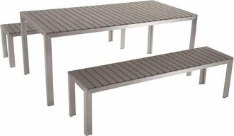 Beliani Gartenm&ouml;bel Set mit B&auml;nken 6-Sitzer NARDO Grau