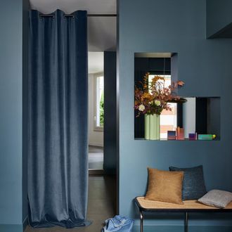 Madura Rideau À Oeillets Dorés Matia Orage - BLEU