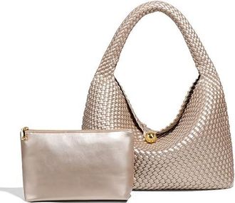Generic Grand sac fourre-tout tiss&eacute; pour femme, sac &agrave; bandouli&egrave;re en cuir v&eacute;g&eacute;talien tress&eacute; souple sous les bras, sac &agrave; poign&eacute;e sur le dessus avec sac &agrave; main 