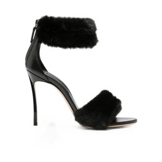 Casadei Sandales Diva Ecofur T.100 - Femme - Chaussures - Noir - Taille: 37 1/2 EU