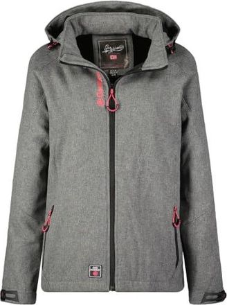 Geographical Norway Tereze Lady Veste Softshell Capuche Femme Impermeable Outdoor - Blouson Coupe Vent Resistant - Activites En Exterieur Randonnee Ski Automne Hiver Prin