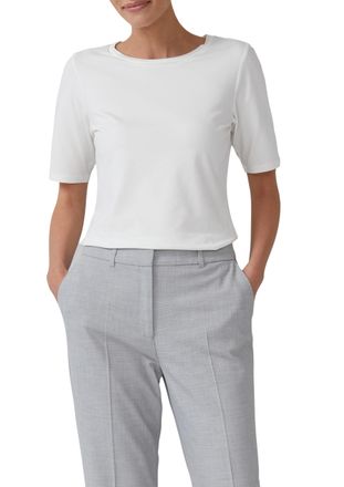 s.Oliver T-Shirt aus Baumwollmix mit Satindetail am Ausschnitt