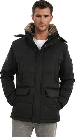 Alessandro Salvarini Herren Winterjacke (S-3XL) - gesteppt, wasserabweisend, abnehmbare Kapuze - AS456 - Schwarz Gr&ouml;&szlig;e XXL - Gr.XXL