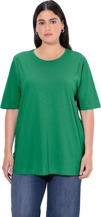 Ulla Popken Damen gro&szlig;e Gr&ouml;&szlig;en &Uuml;bergr&ouml;&szlig;en Plus Size T-Shirt, Rundhalsausschnitt, Relaxed, Halbarm smaragdgr&uuml;n 54+ 486910459, 54-56