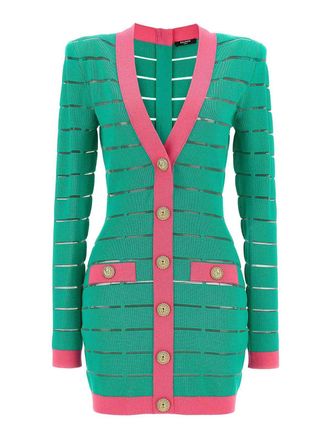 Balmain Robe Au Genou - Vert