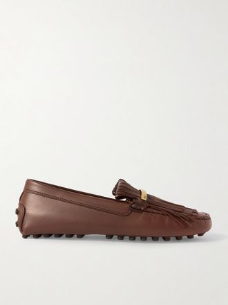 Tod's Mocassins En Cuir À Franges Et À Ornements Gommino - Marron