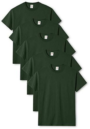 Fruit Of The Loom Lot de 5 t-Shirts Originaux pour Homme, Vert (Bottle Green), L